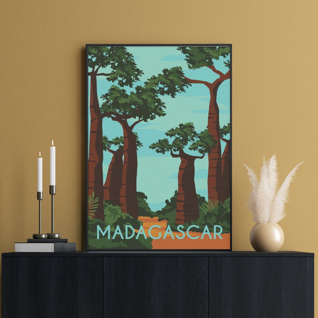 Madagascar Travel Poster, Madagascar Print, Madagascar Wall Art, Baobab ...