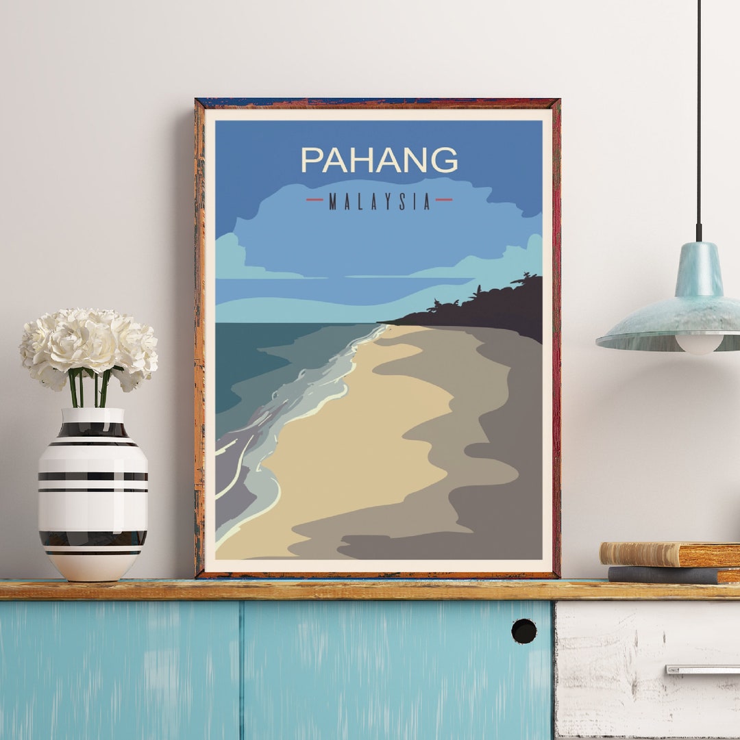 Malaysia Travel Poster, Pahang Print, Balok Beach, Batu Hitam, Selingan ...