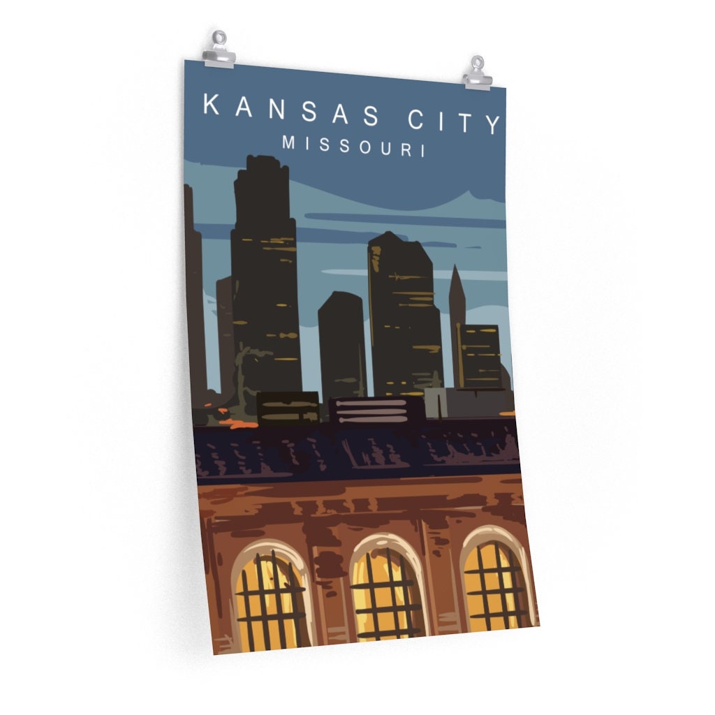 Kansas City Travel Poster Kansas City Skyline Missouri | Etsy