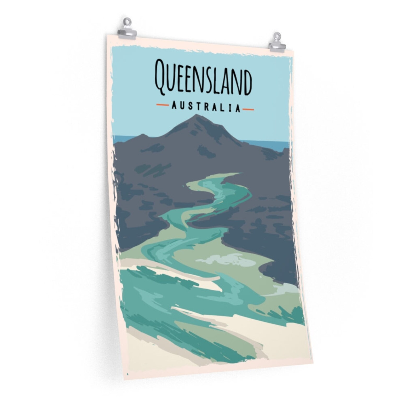 Queensland Travel Poster Whitehaven Beach Whitsunday Island - Etsy