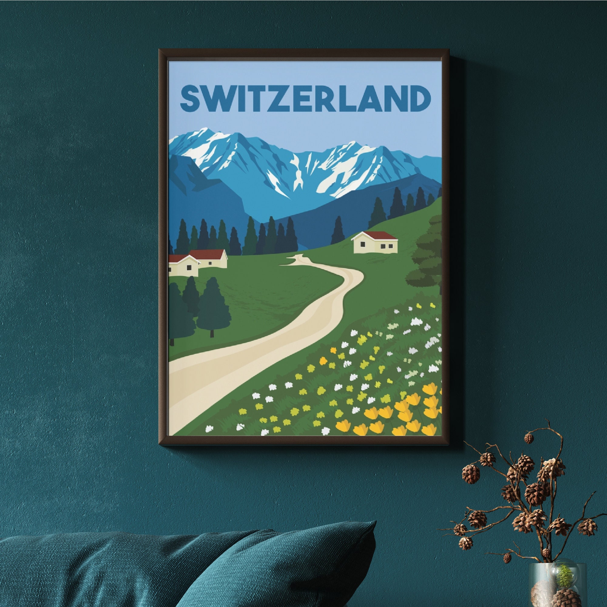 Switzerland Poster Mountain Print Swiss Alps Poster Swiss | Etsy