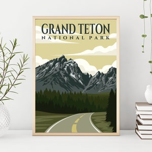 Grand Teton National Park Poster, Vintage Travel Poster, National Park ...