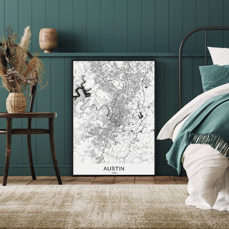 Austin City Map Print Texas Map Poster Map of Austin City - Etsy