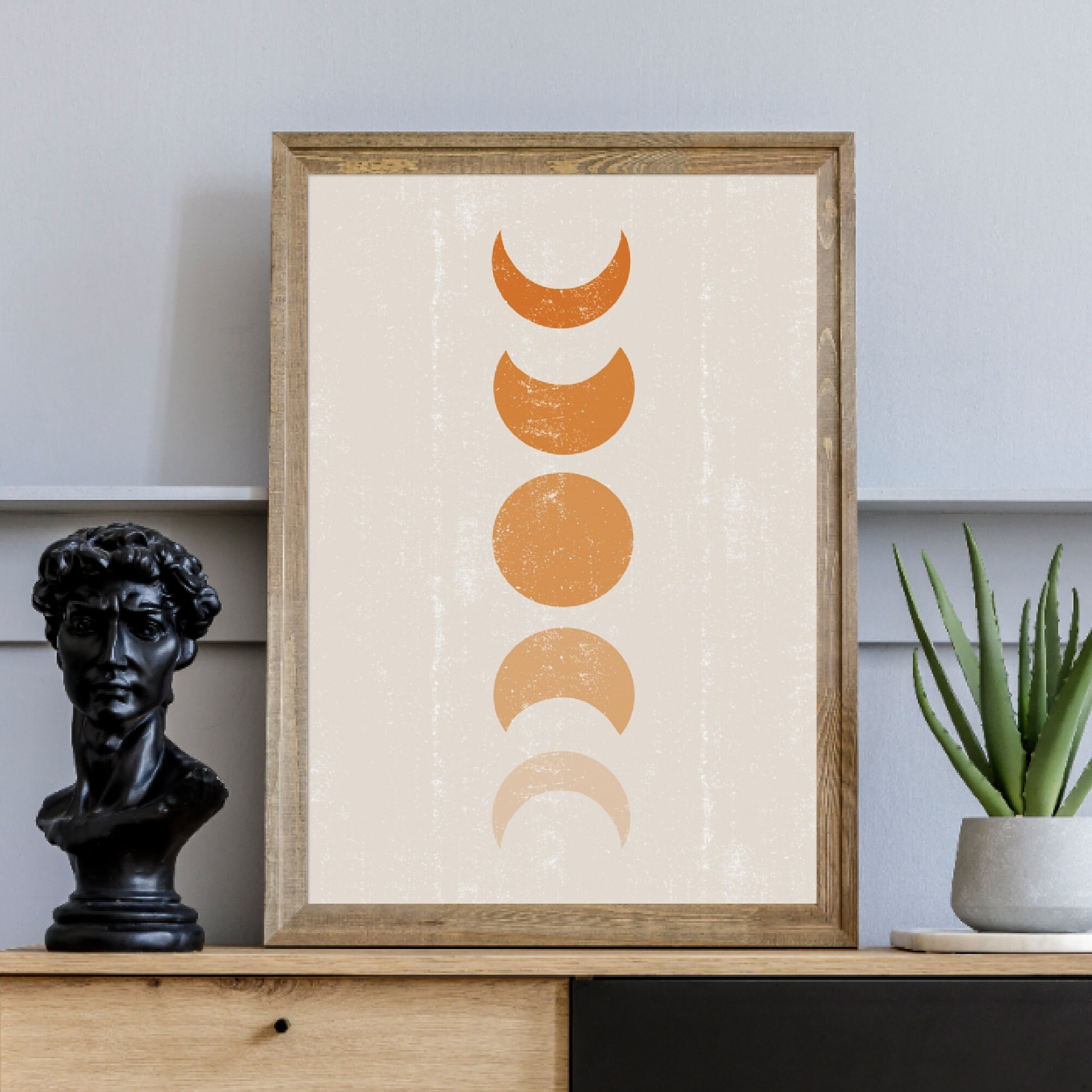 Neutral Moon Phases Boho Print Lunar Cycle Celestial Wall - Etsy