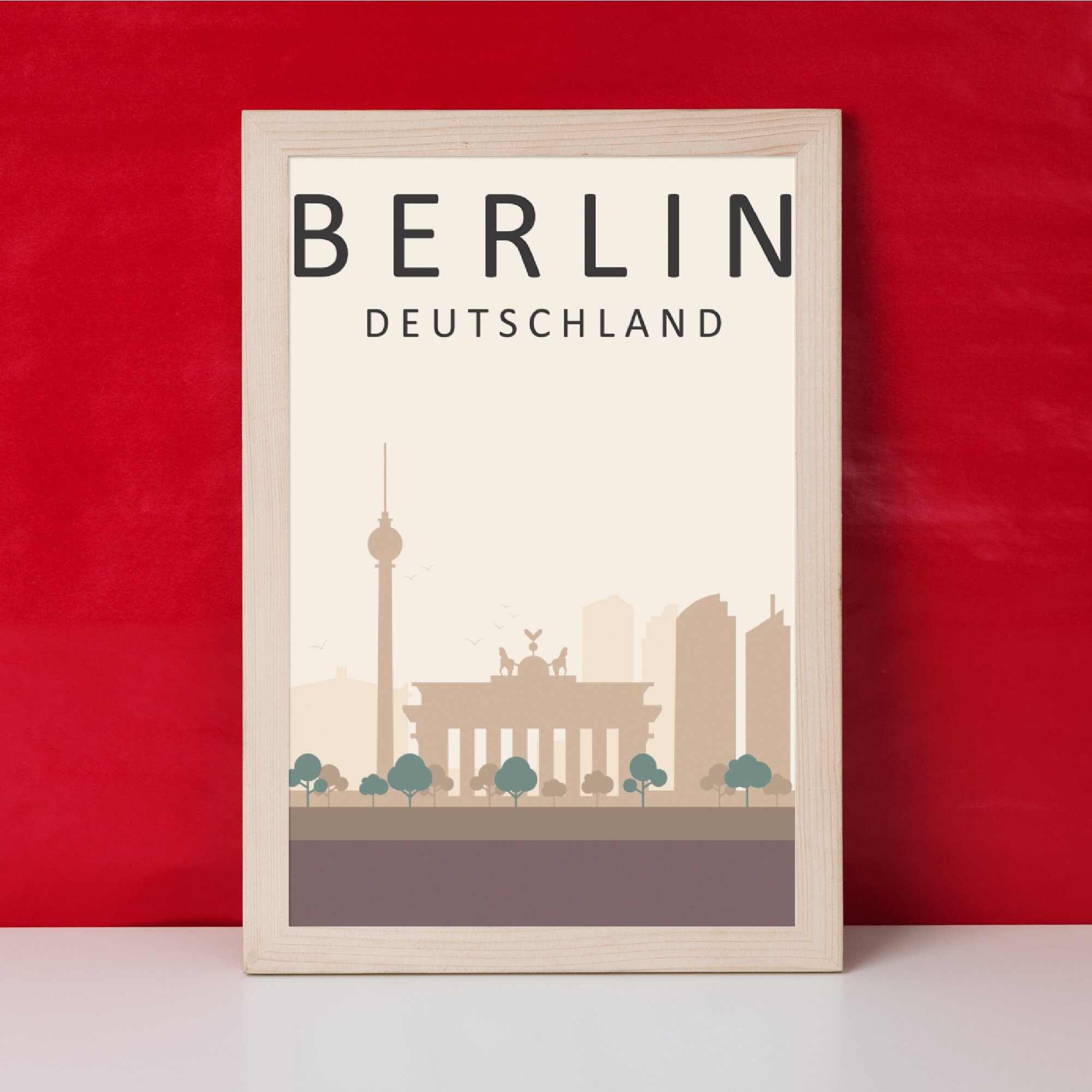 Germany Travel Poster Berlin Print Brandenburg Gate Europe | Etsy