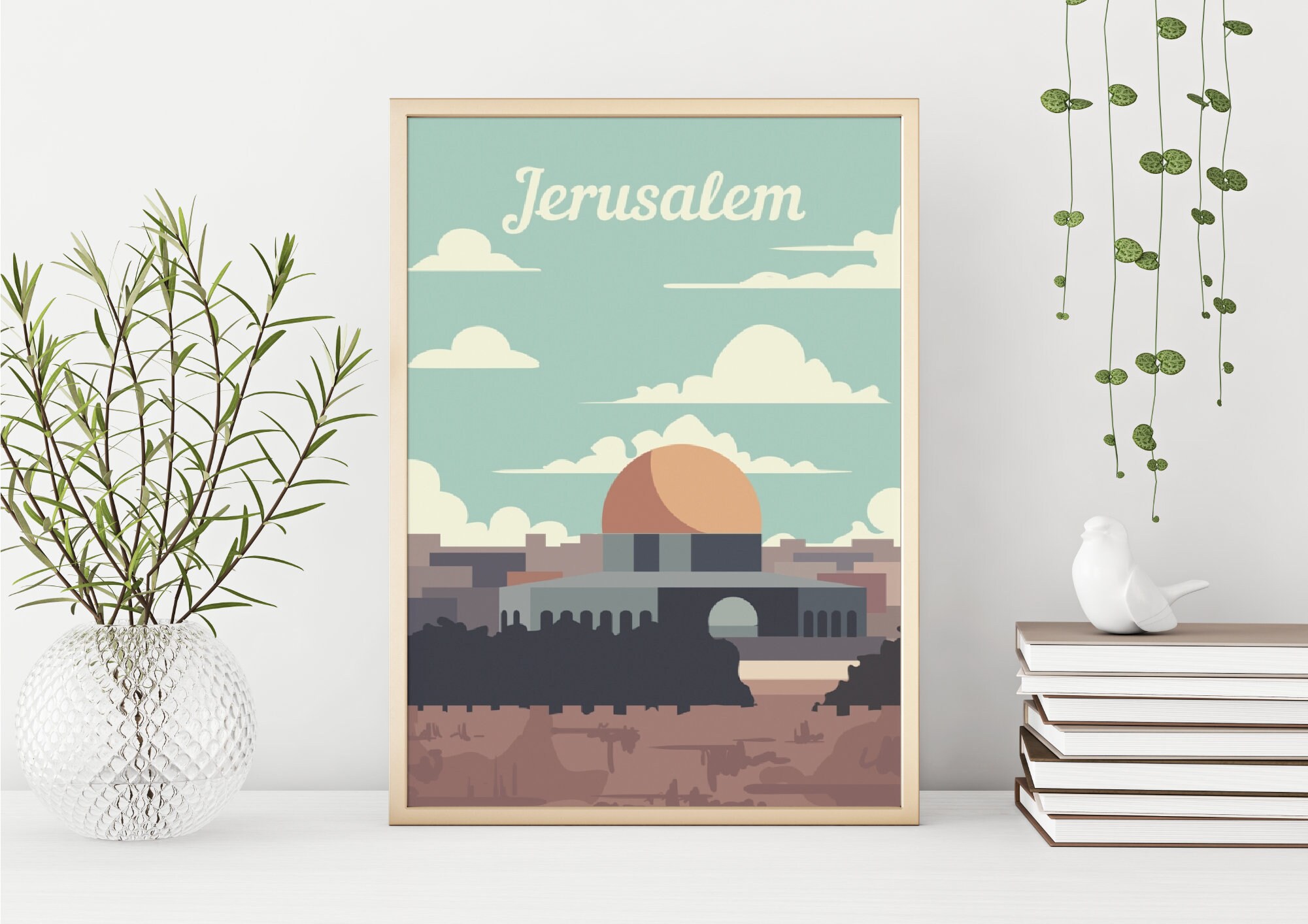 Jerusalem Travel Poster Dome of the Rock Print the Old City - Etsy