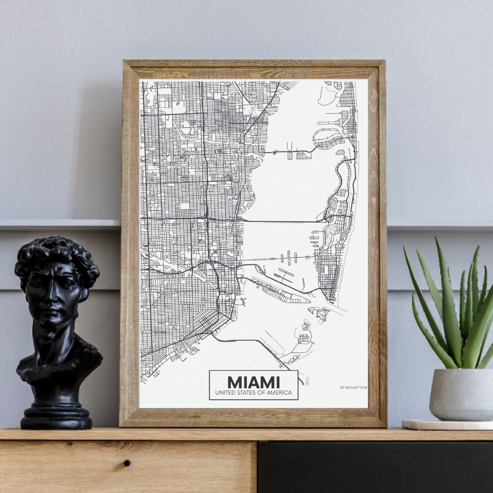 Miami Map Print Florida Map Poster Map of Miami Home Map | Etsy