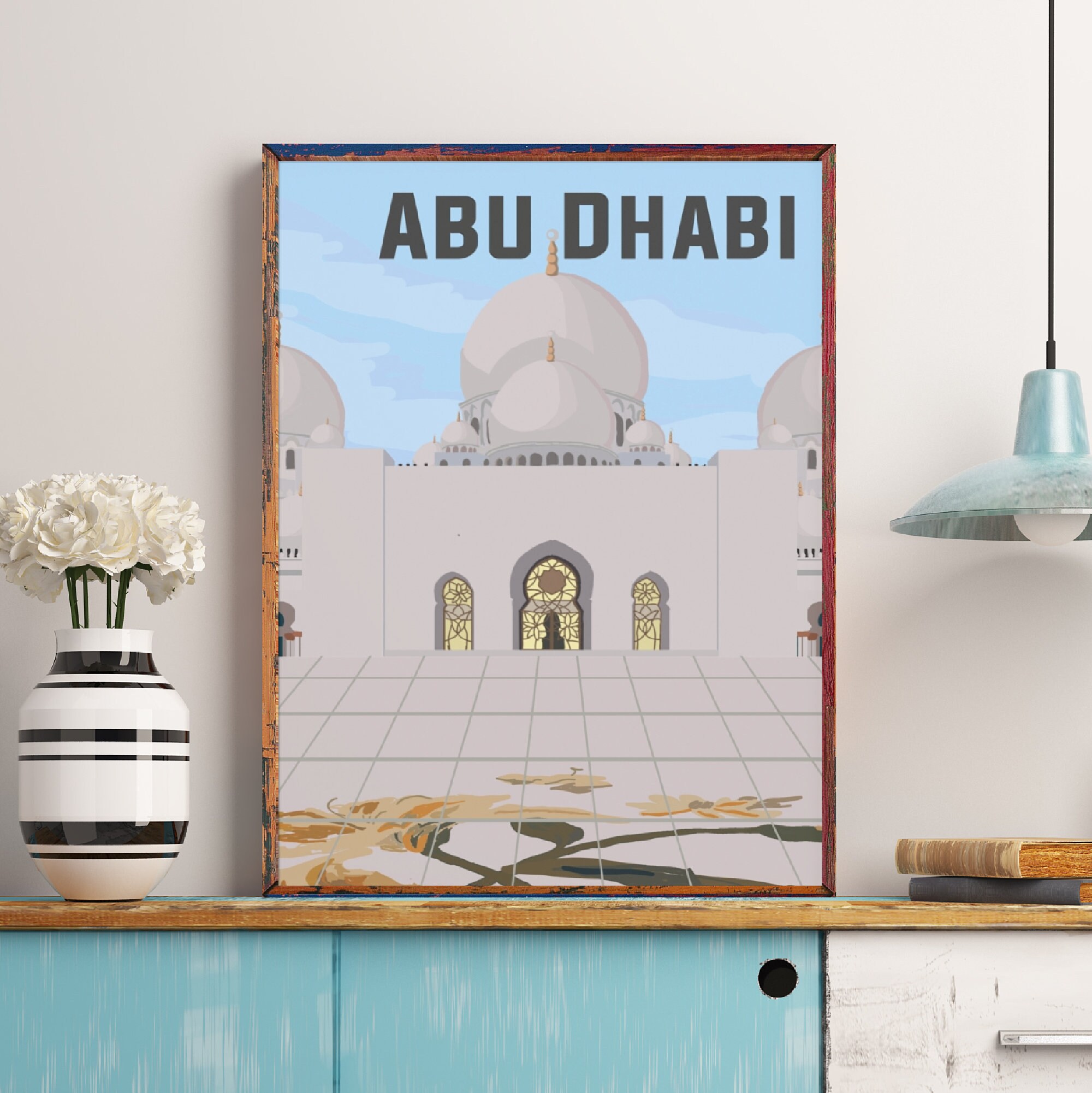Abu Dhabi UAE Travel Poster Sheikh Zayed Grand Mosque United - Etsy