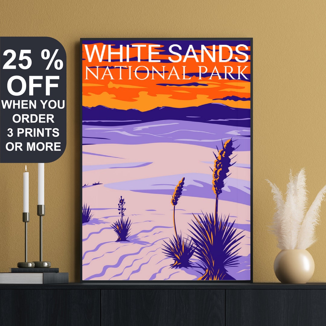 White Sands National Park Poster, New Mexico Print, Yucca Elata, New ...