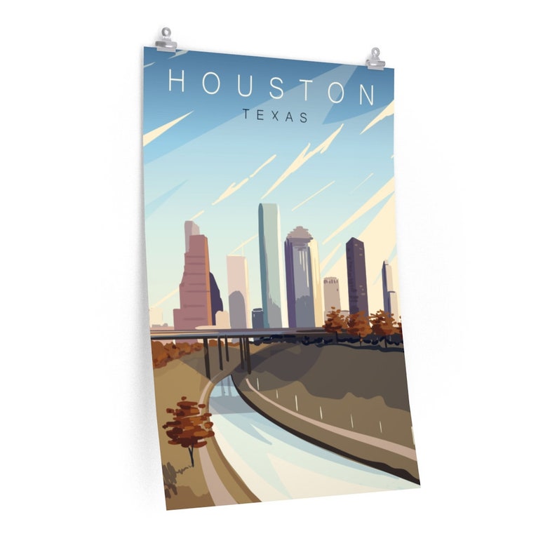 Houston Travel Poster Texas Poster Space City Houston Art | Etsy