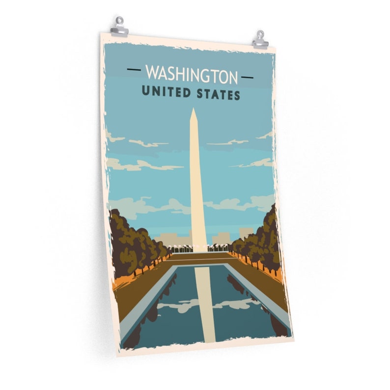 Washington DC Travel Poster Washington Monument Lincoln - Etsy