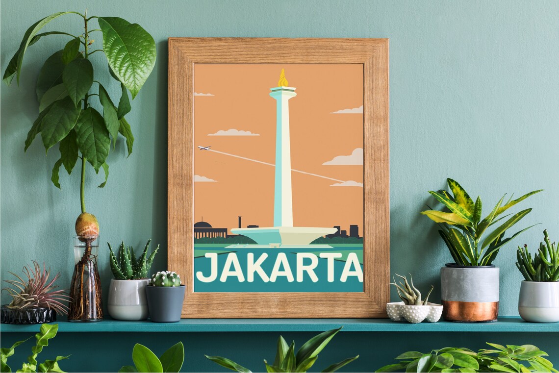 Jakarta Travel Poster Indonesia Print Jakarta Wall Art Asia - Etsy