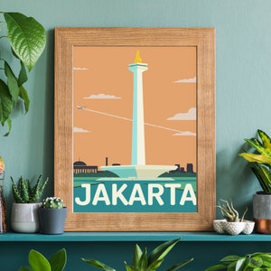 Jakarta Travel Poster, Indonesia Print, Jakarta Wall Art, Asia Print ...