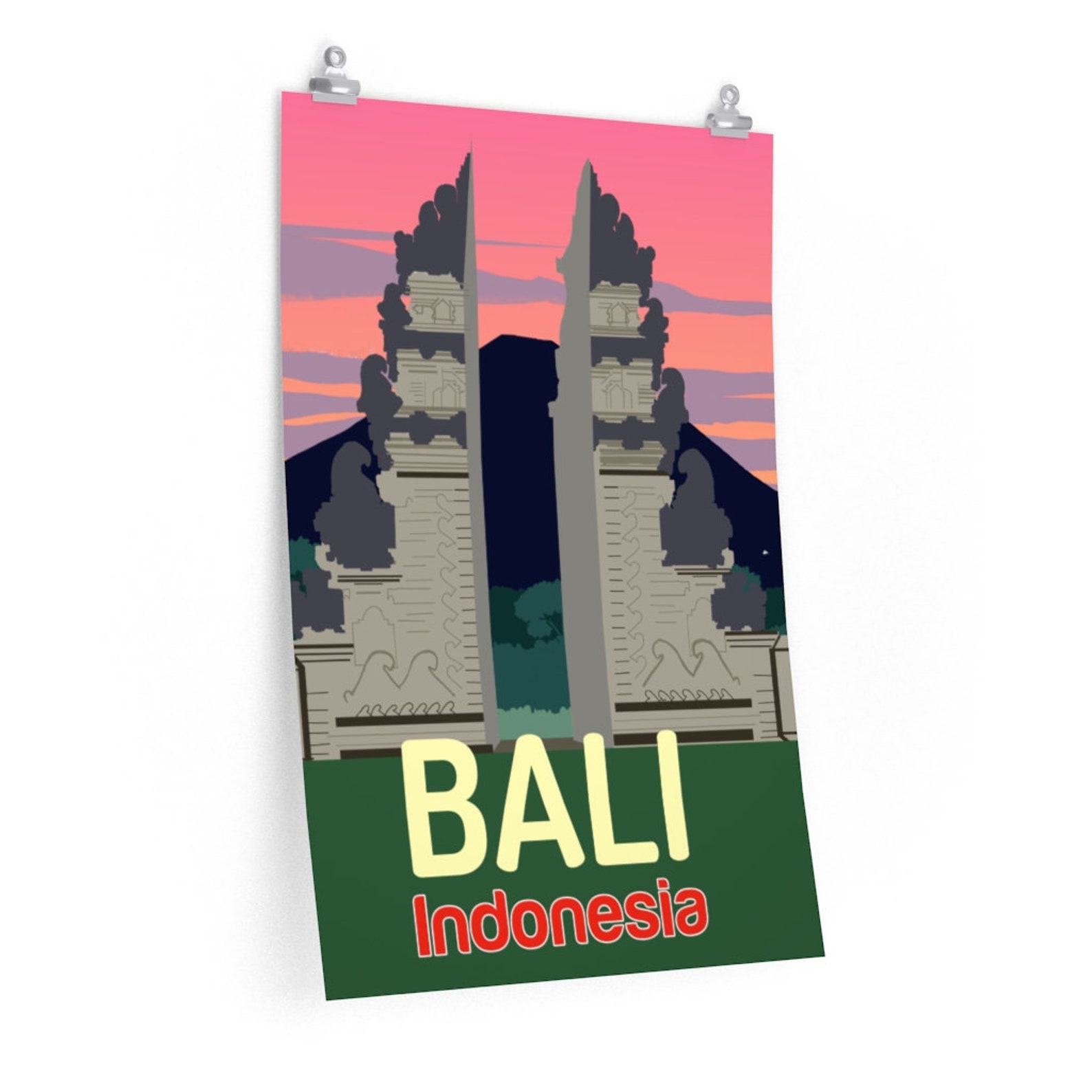 Bali Travel Poster Pura Lempuyang Indonesia Wall Art Bali - Etsy