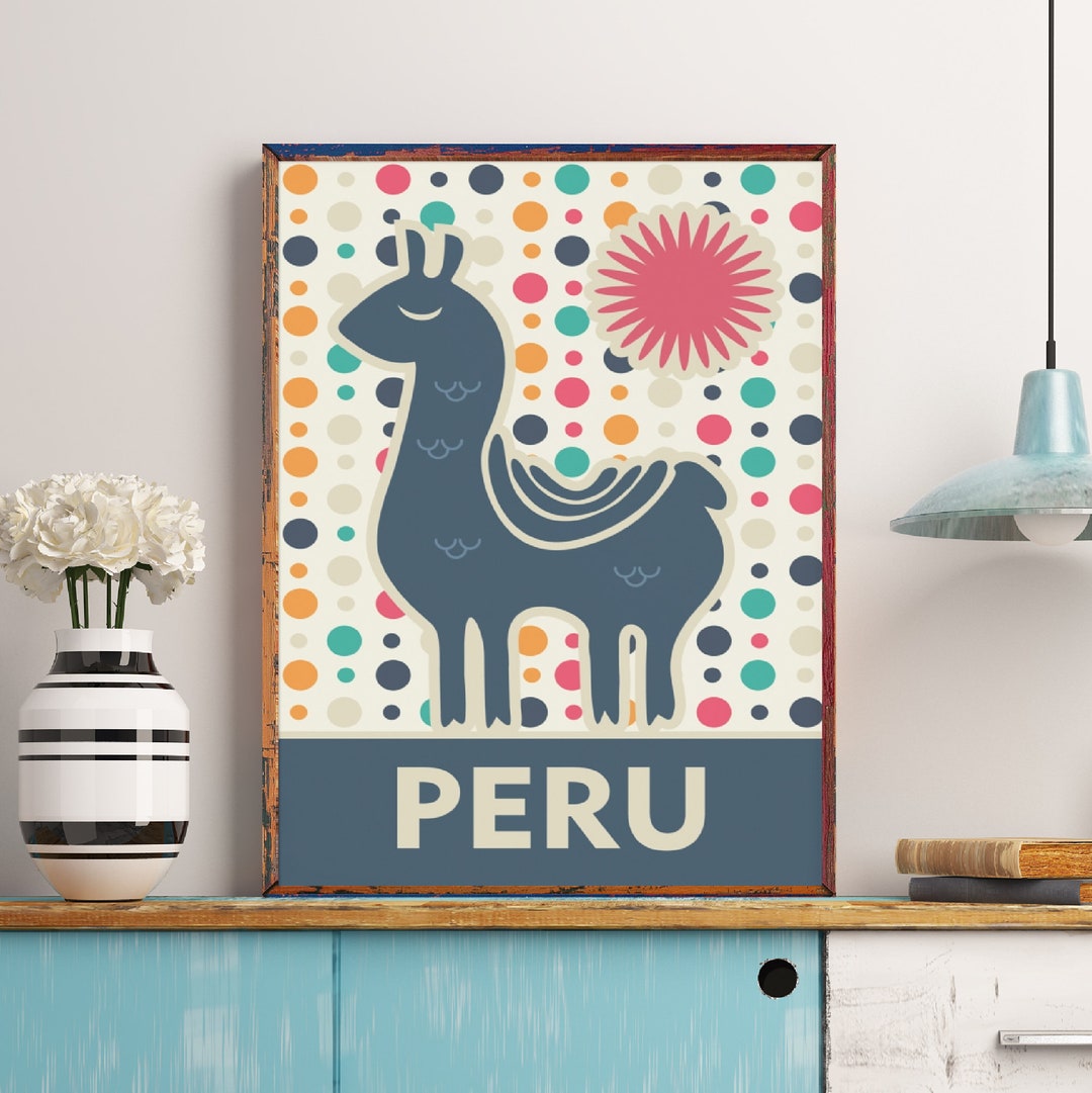 Peru Print, Llama Poster, South American Travel Poster, Peruvian Home ...