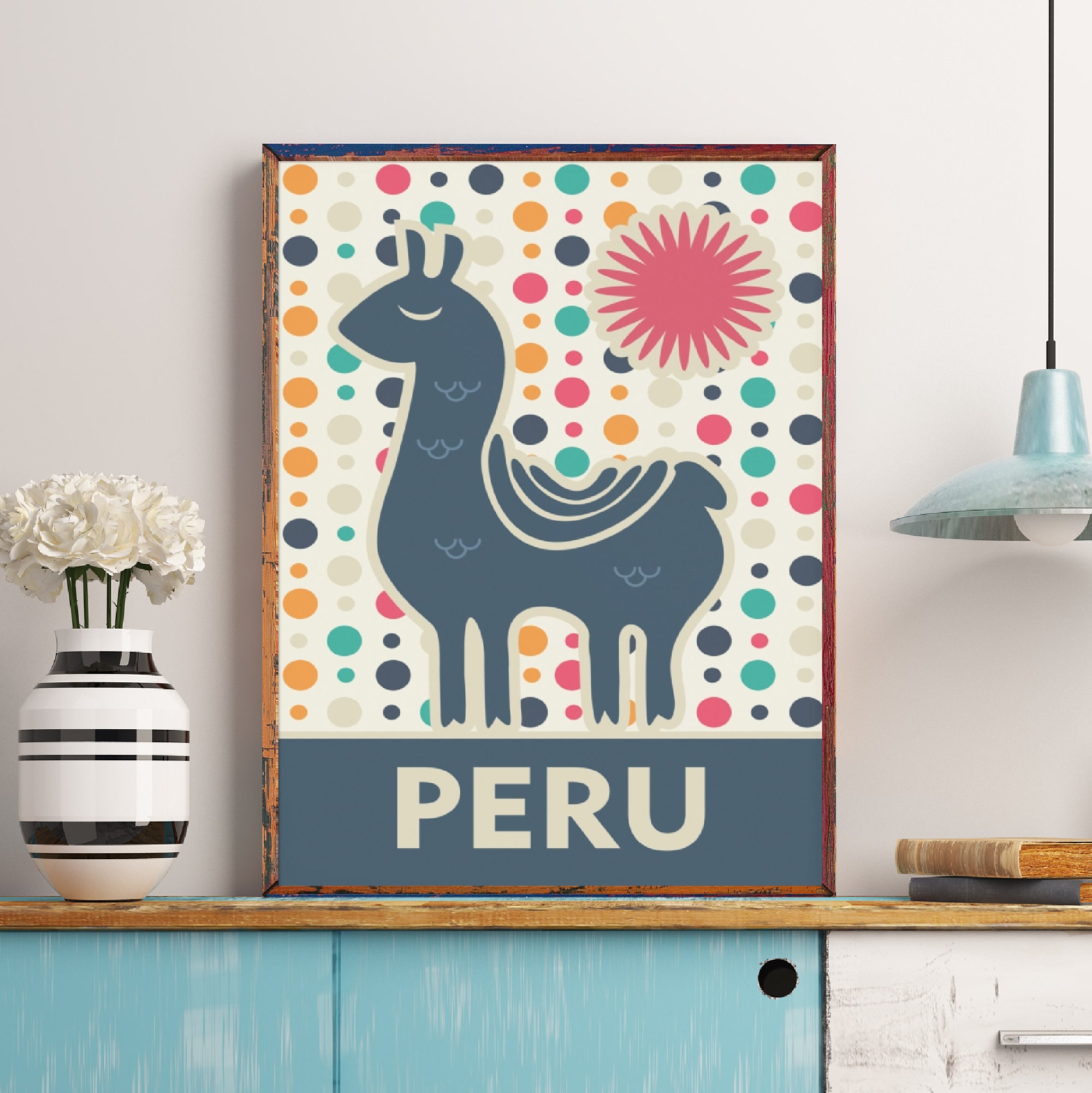 Peru Print Llama Poster South American Travel Poster | Etsy