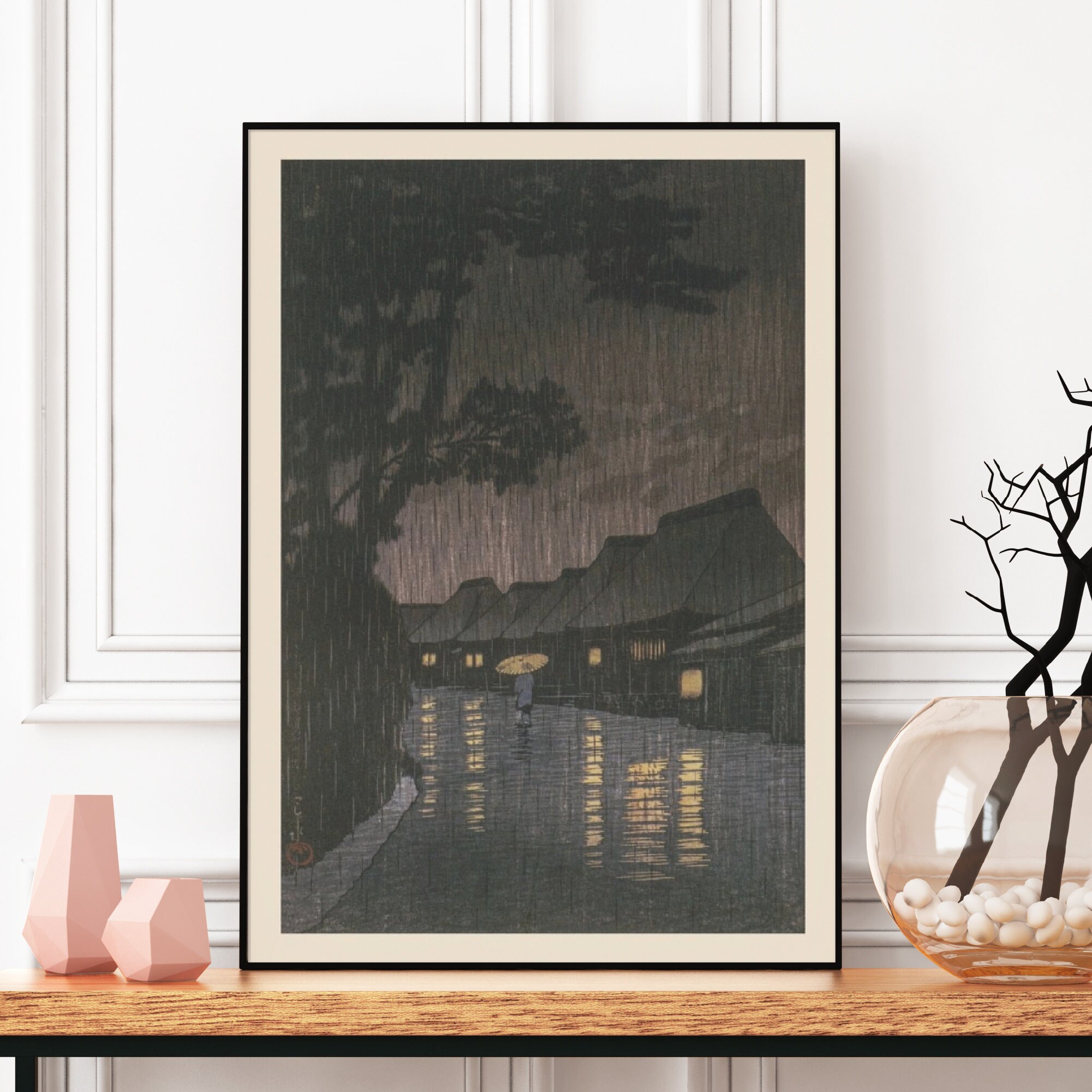 Japanese Art Japanese Poster Rain at Maekawa Kawase Hasui | Etsy