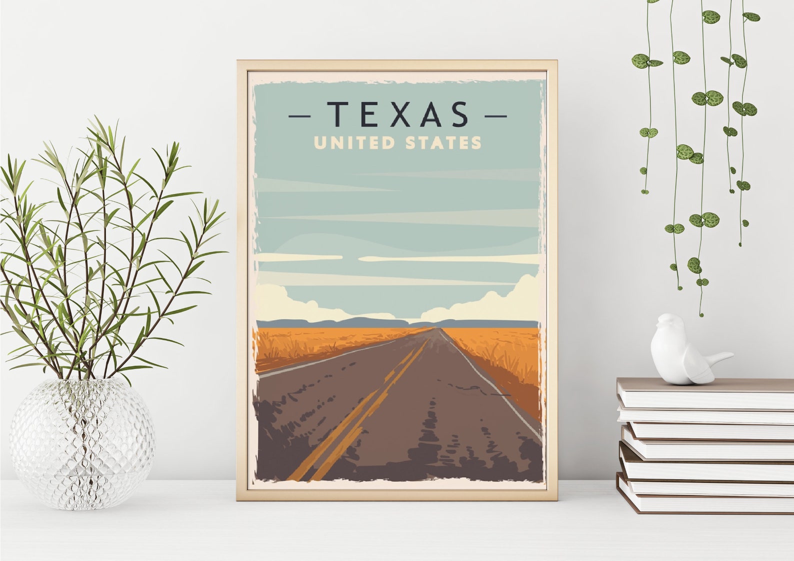 Texas Travel Poster Texas State Map Poster The Lone Star | Etsy