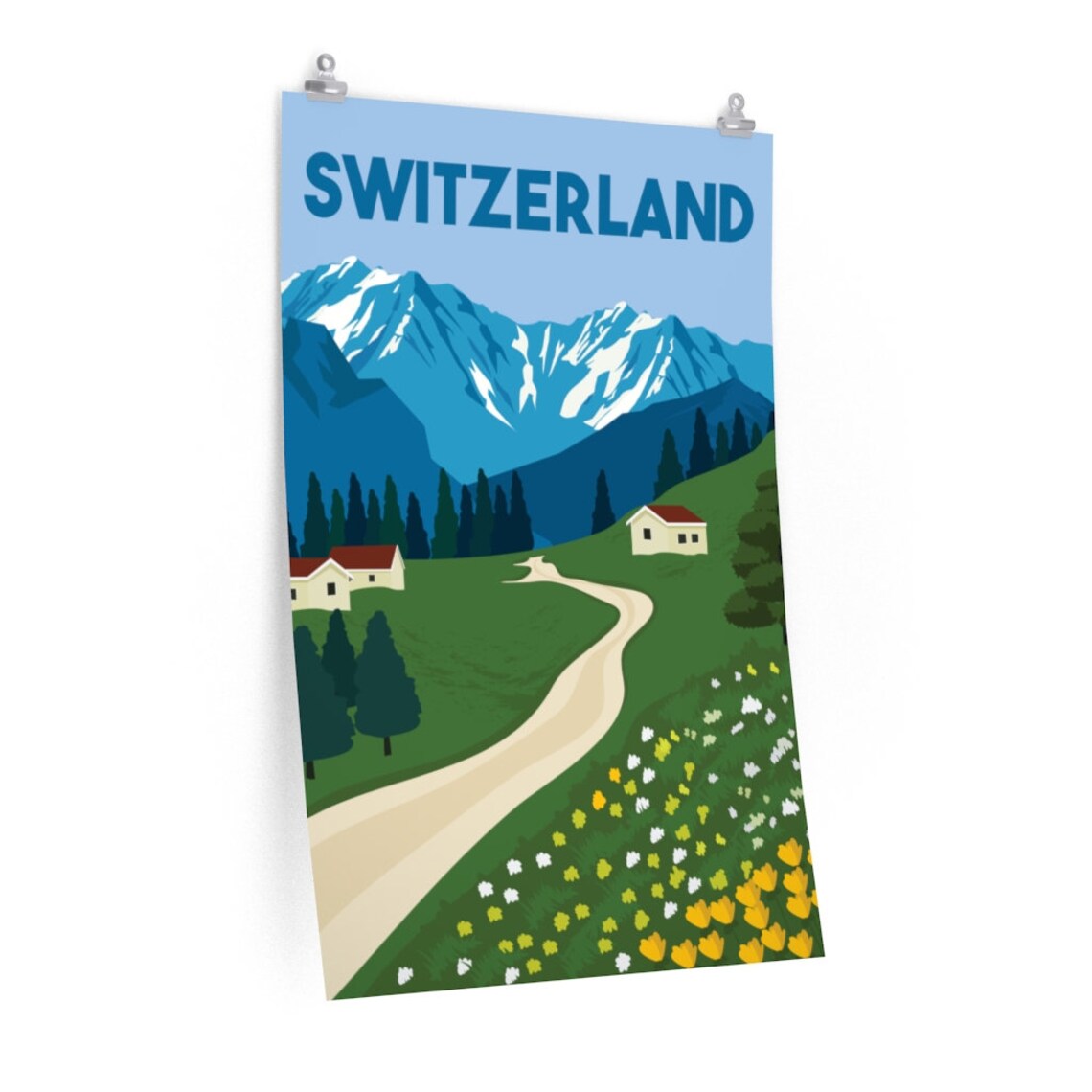 Switzerland Poster Mountain Print Swiss Alps Poster Swiss | Etsy