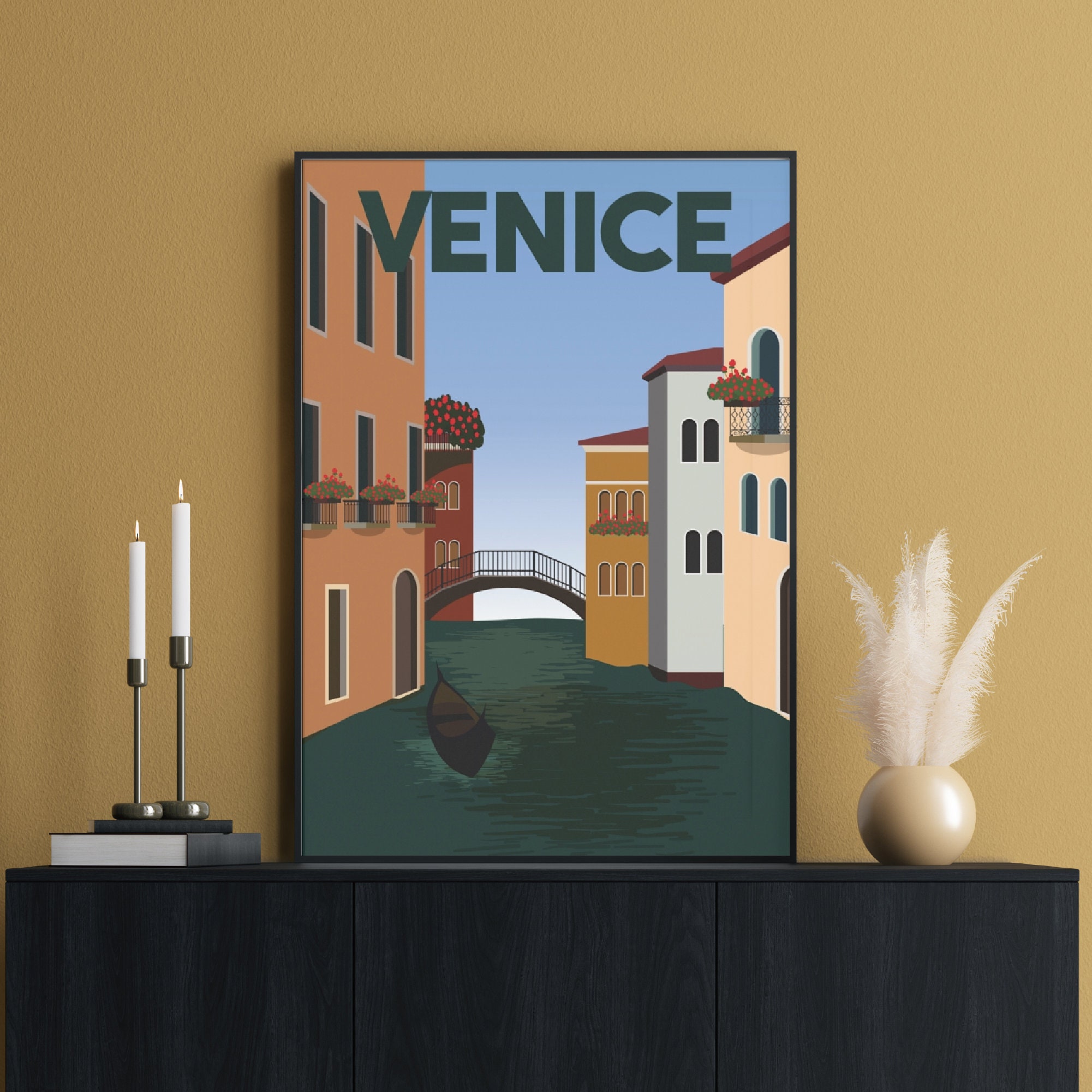 Venice Print Venice Poster Art Venice Gondola Canal Venice | Etsy
