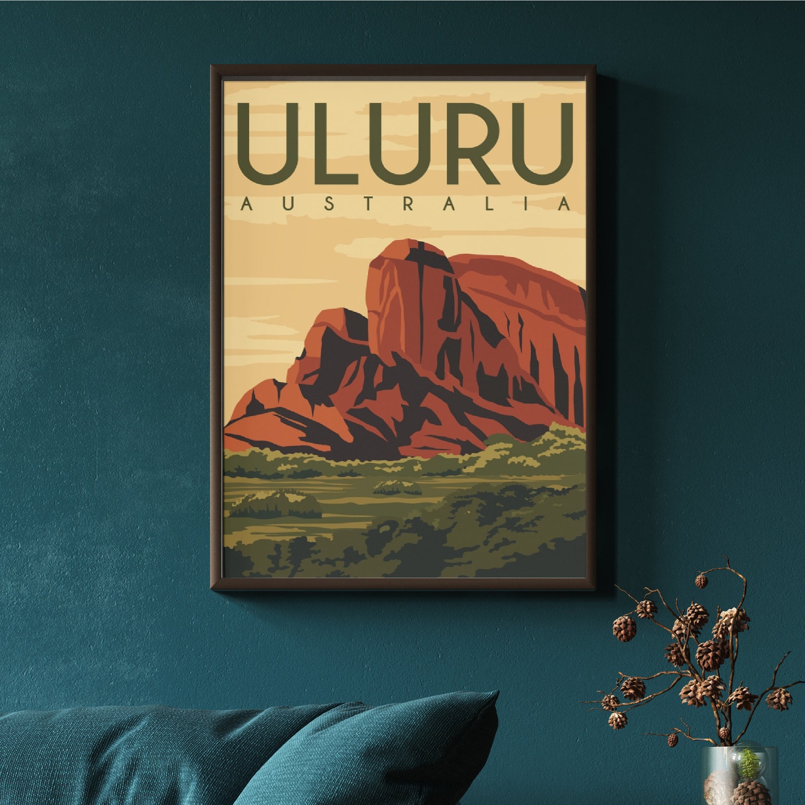 Uluru Art Print Australia Travel Poster Ayers Rock - Etsy
