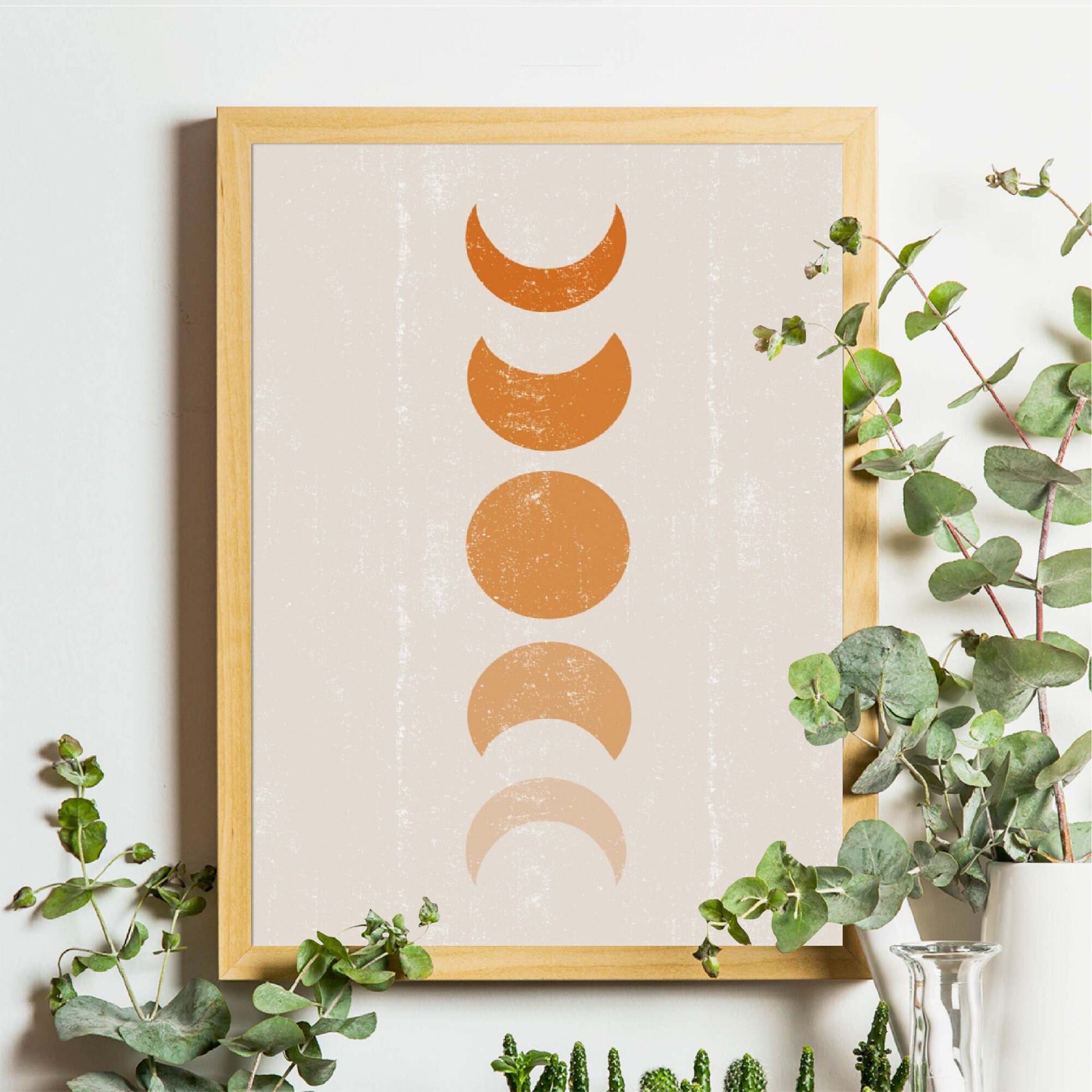 Neutral Moon Phases Boho Print Lunar Cycle Celestial Wall - Etsy