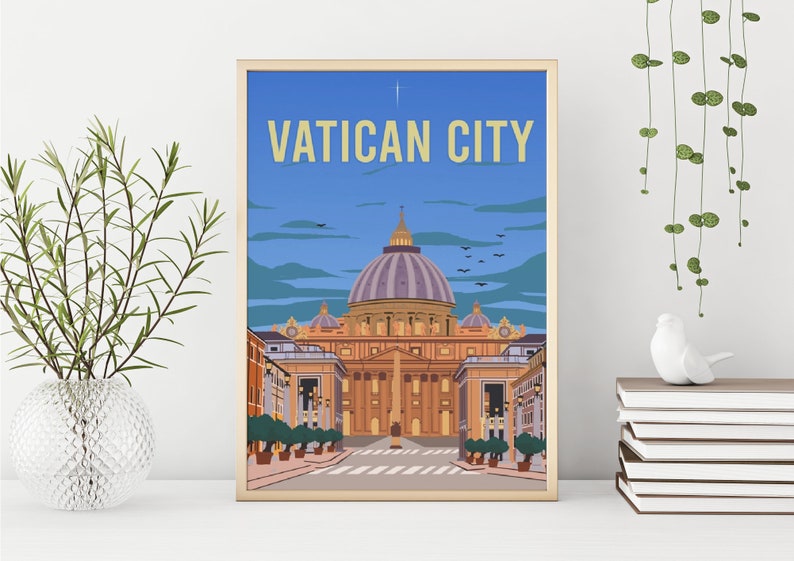 Italy Travel Post Vatican City Print Rome Wall Art Saint - Etsy