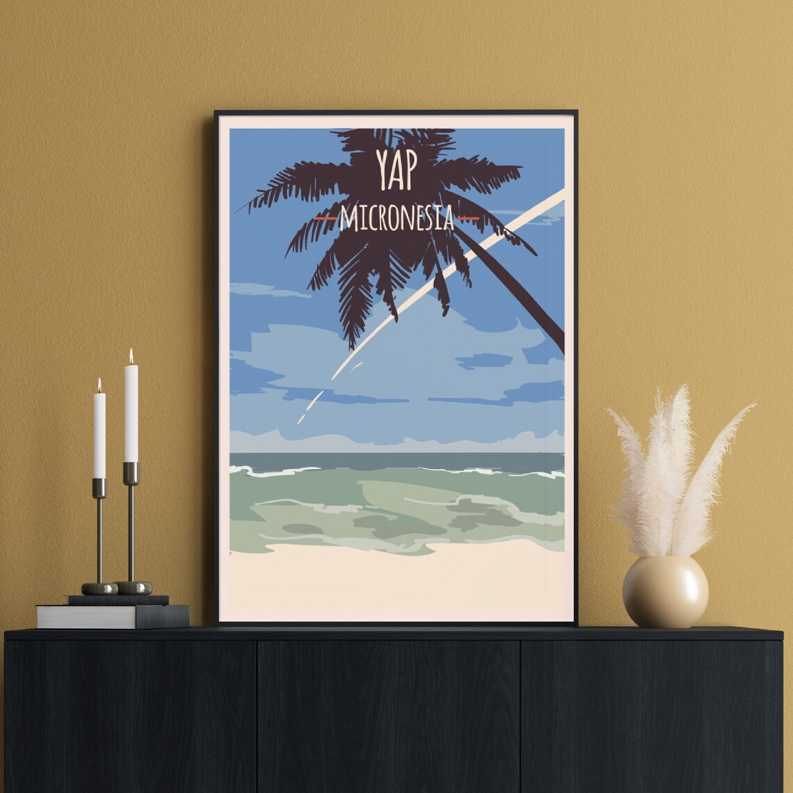 Micronesia Travel Poster Yap Print Pacific Ocean Art | Etsy