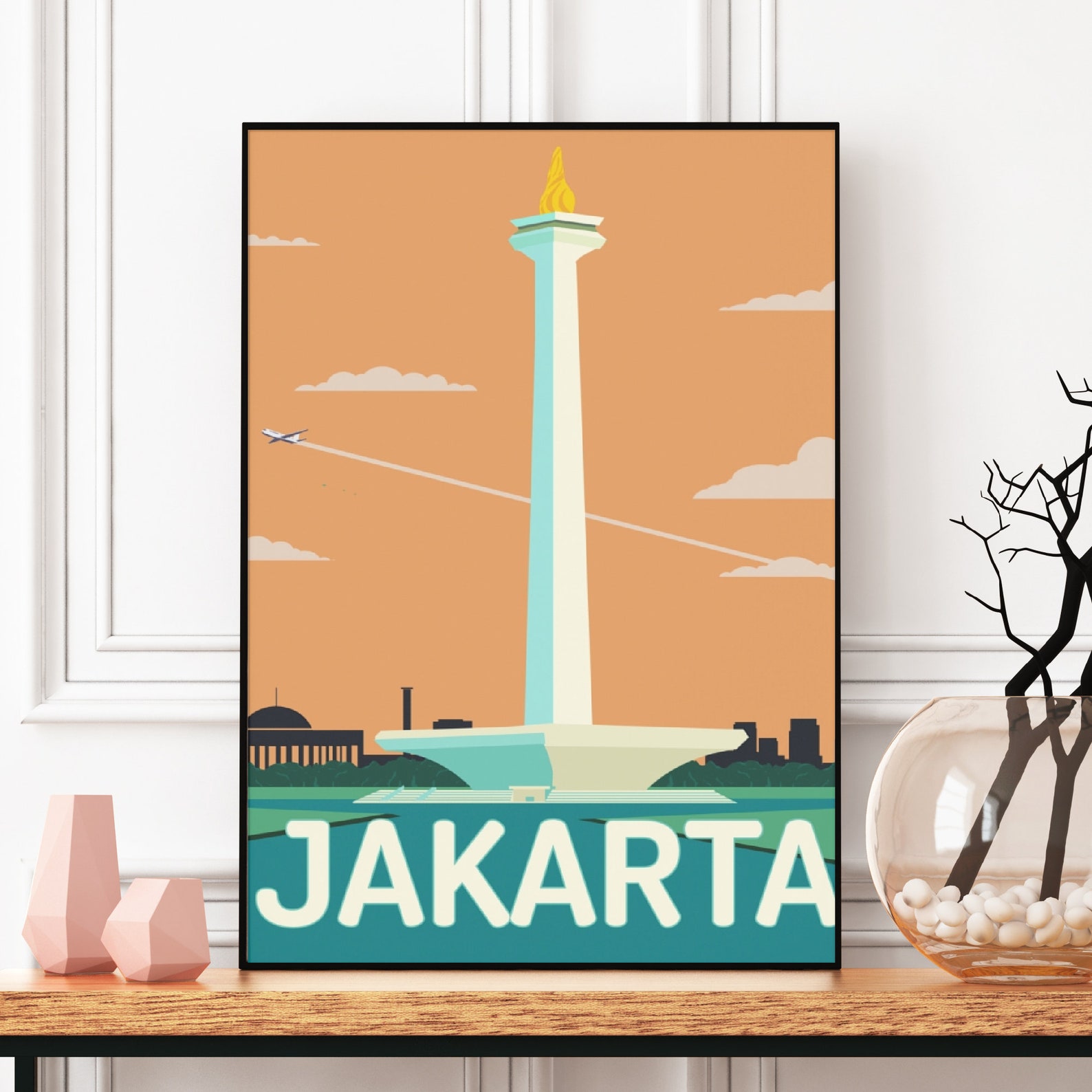 Jakarta Travel Poster Indonesia Print Jakarta Wall Art Asia - Etsy
