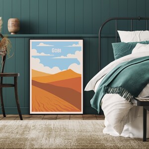 Mongolia Travel Poster, Gobi Desert, Mongolia Print, Northern China ...
