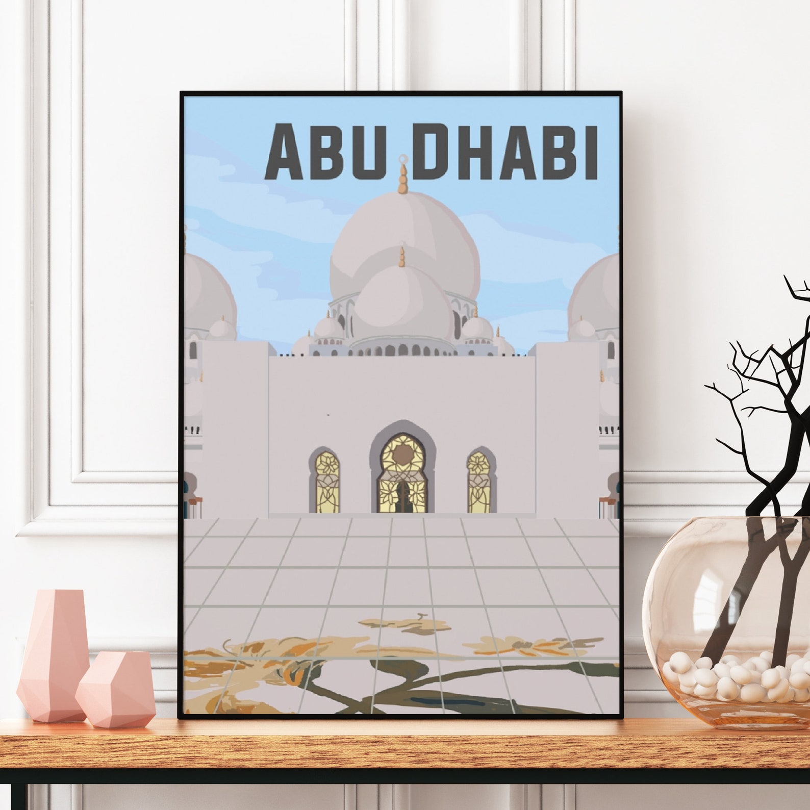 Abu Dhabi UAE Travel Poster Sheikh Zayed Grand Mosque United - Etsy