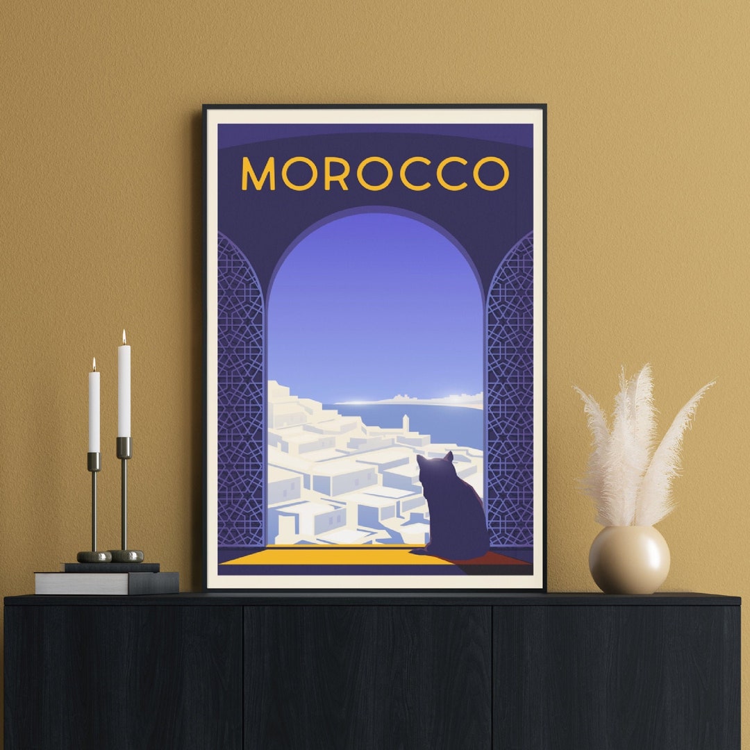 Morocco Poster, Morocco Retro Art Print Decor, Arabic Poster, Arabic ...