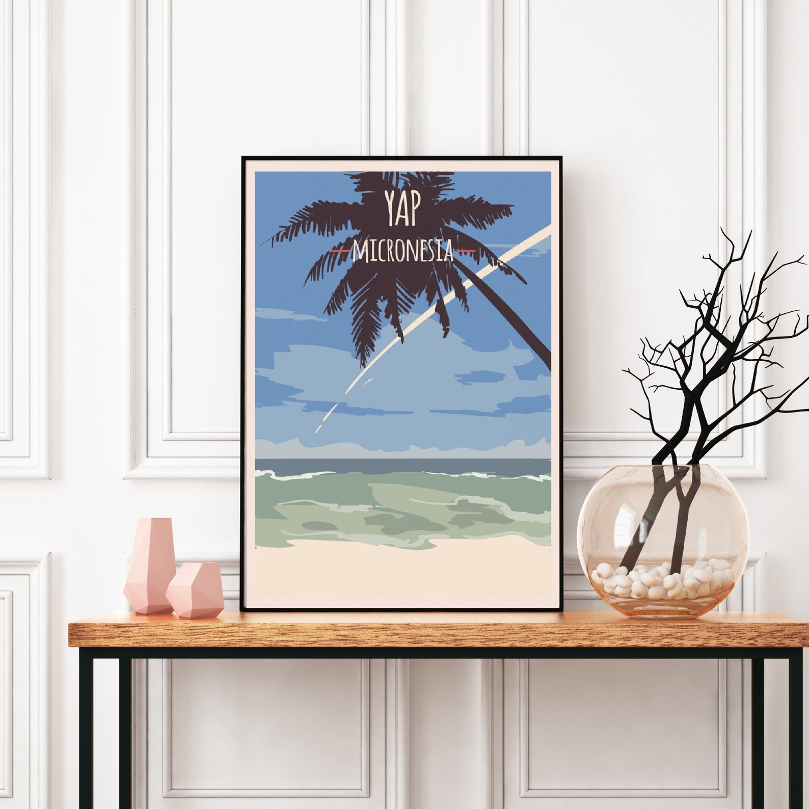 Micronesia Travel Poster Yap Print Pacific Ocean Art | Etsy