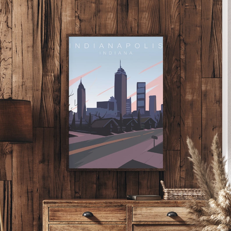 Indianapolis Travel Poster Indiana Travel Print Indianapolis - Etsy