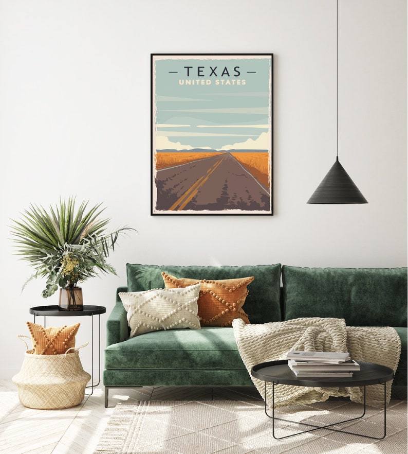 Texas Travel Poster Texas State Map Poster the Lone Star | Etsy