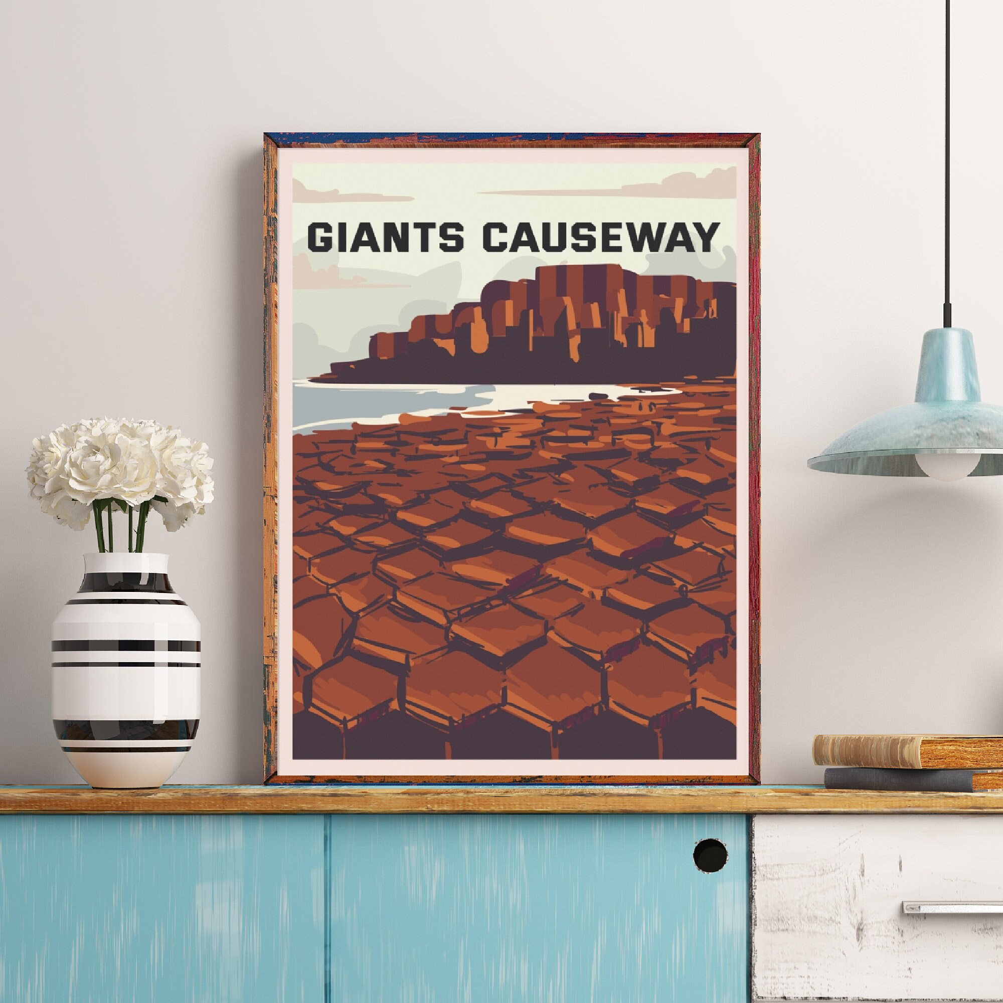 Ireland Travel Poster Giants Causeway Print Irish Prints | Etsy