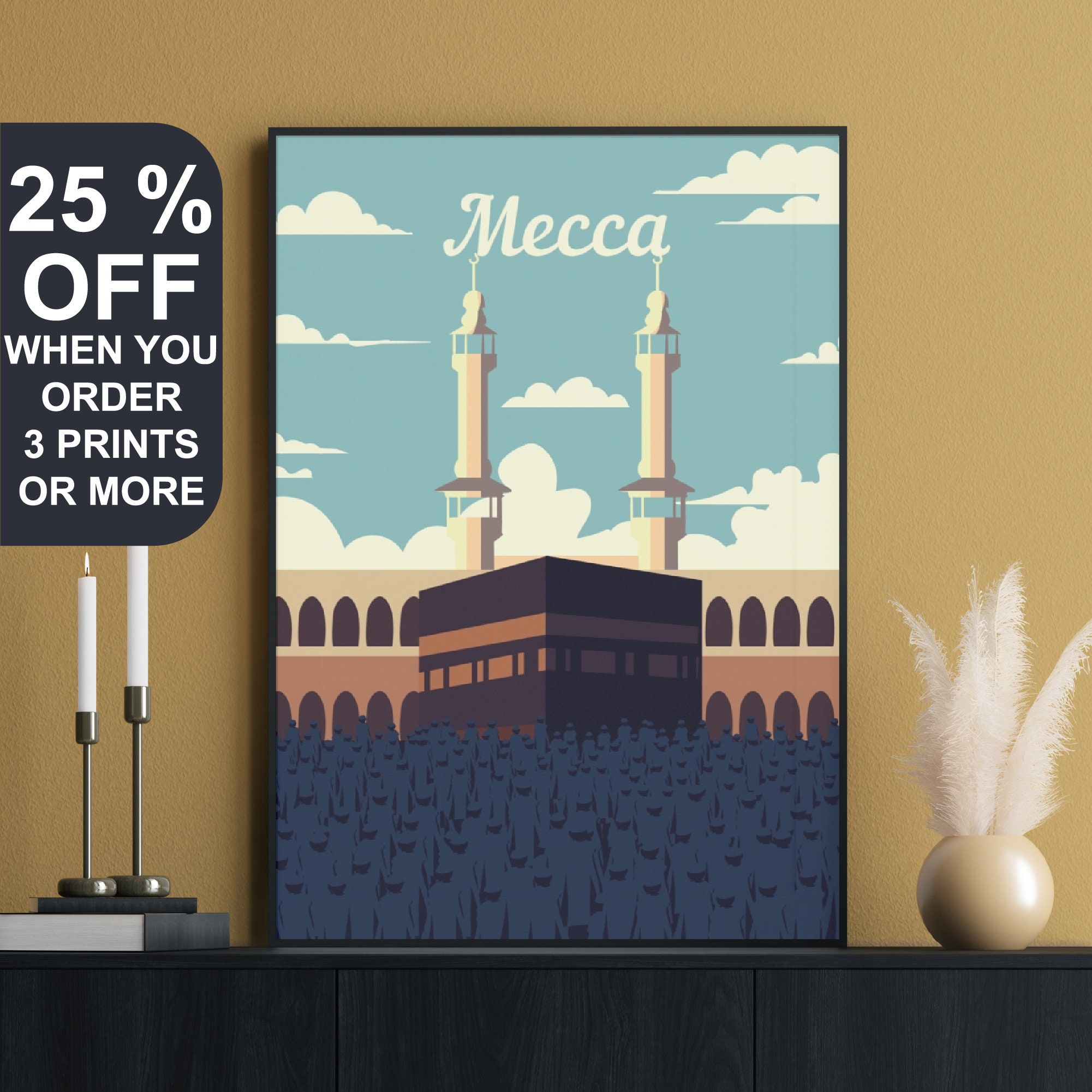 Saudi Arabia Travel Poster Mecca Print Masjidil Haram | Etsy