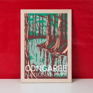Congaree National Park Travel Poster, South Carolina USA Art Print ...