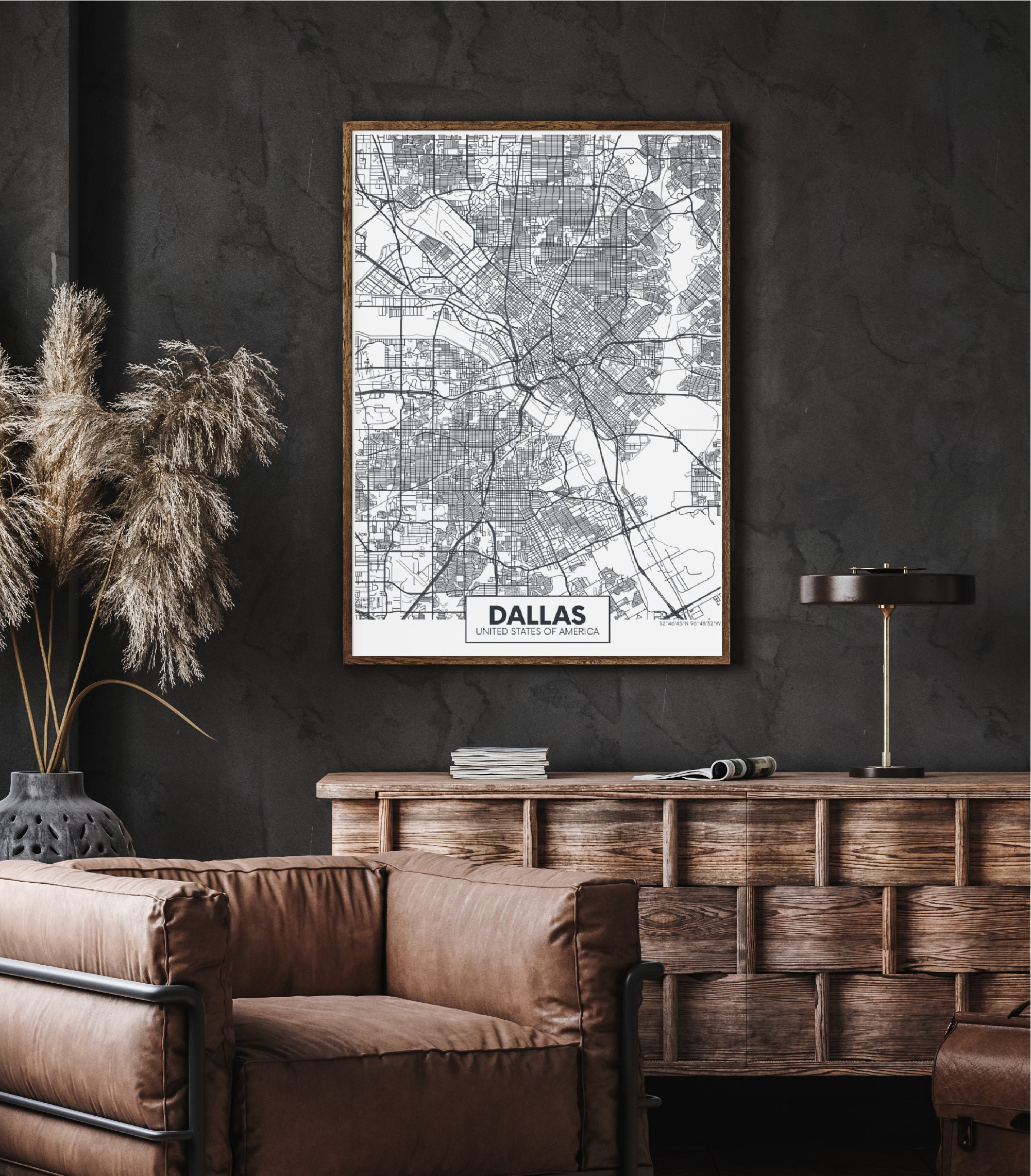 Dallas Map Art Print Texas Map Poster Dallas Gift City | Etsy
