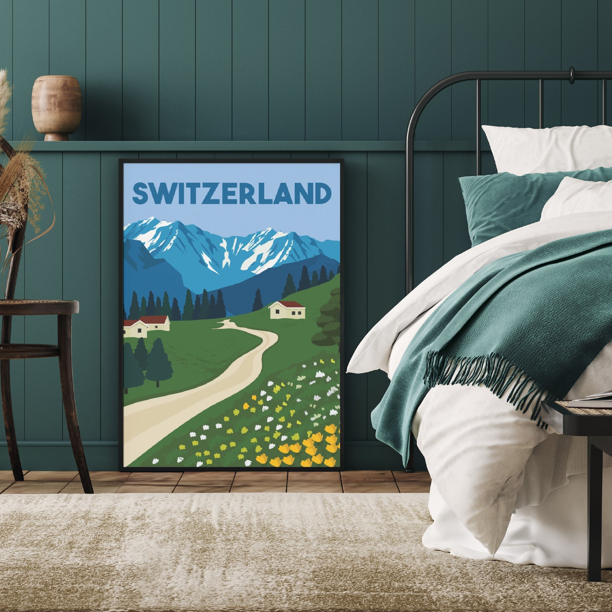 Switzerland Poster Mountain Print Swiss Alps Poster Swiss - Etsy