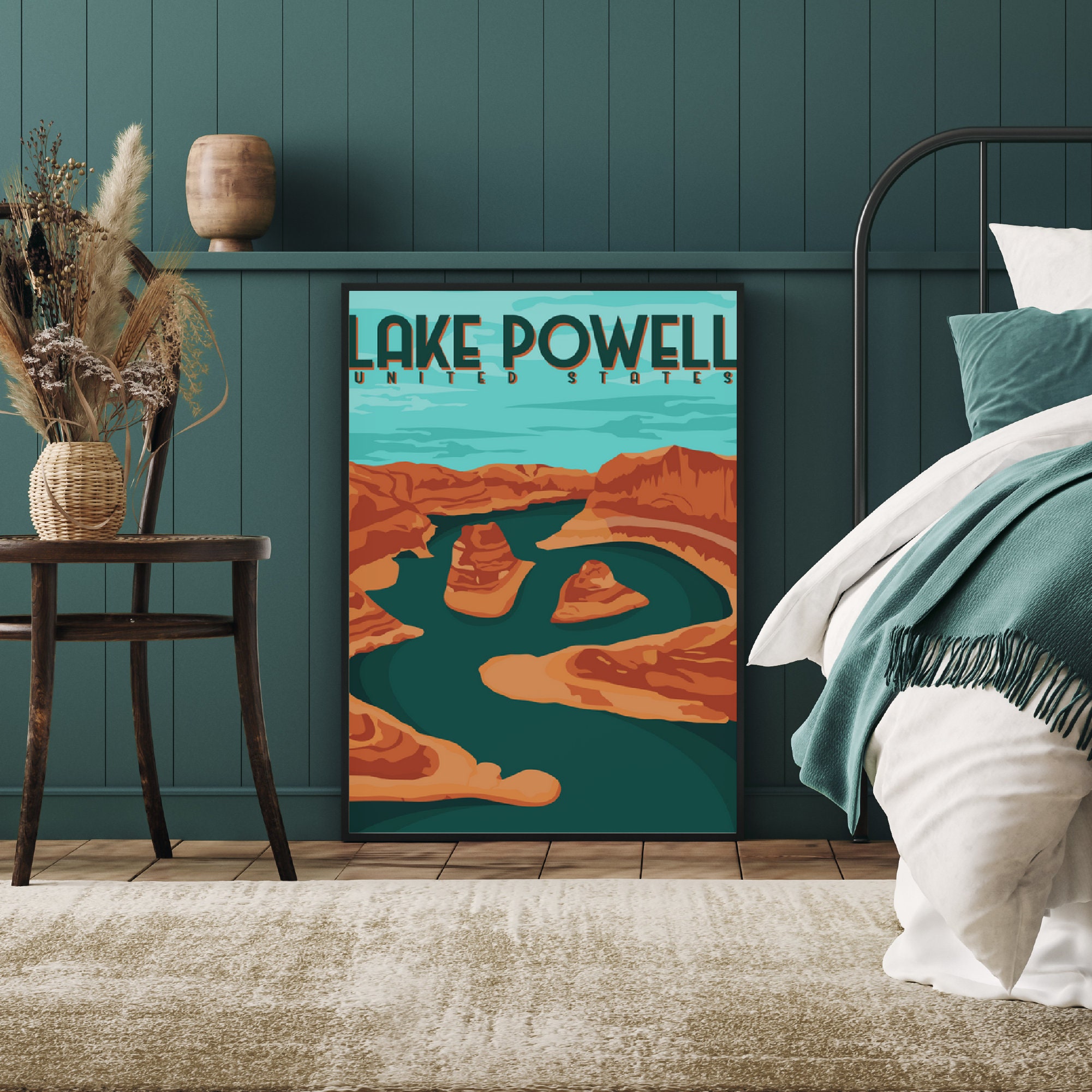 Lake Powell Travel Poster Lake Powell Utah Glen Canyon | Etsy