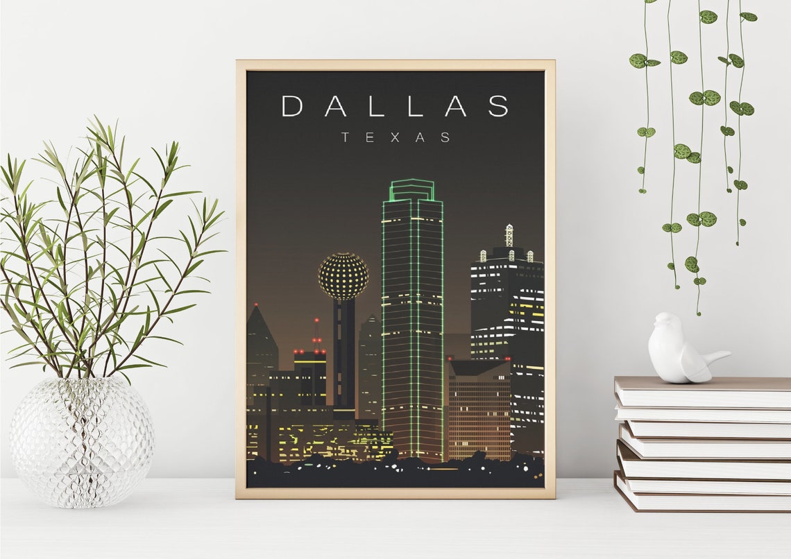 Dallas Travel Poster Dallas Art Print Dallas Wall Art | Etsy