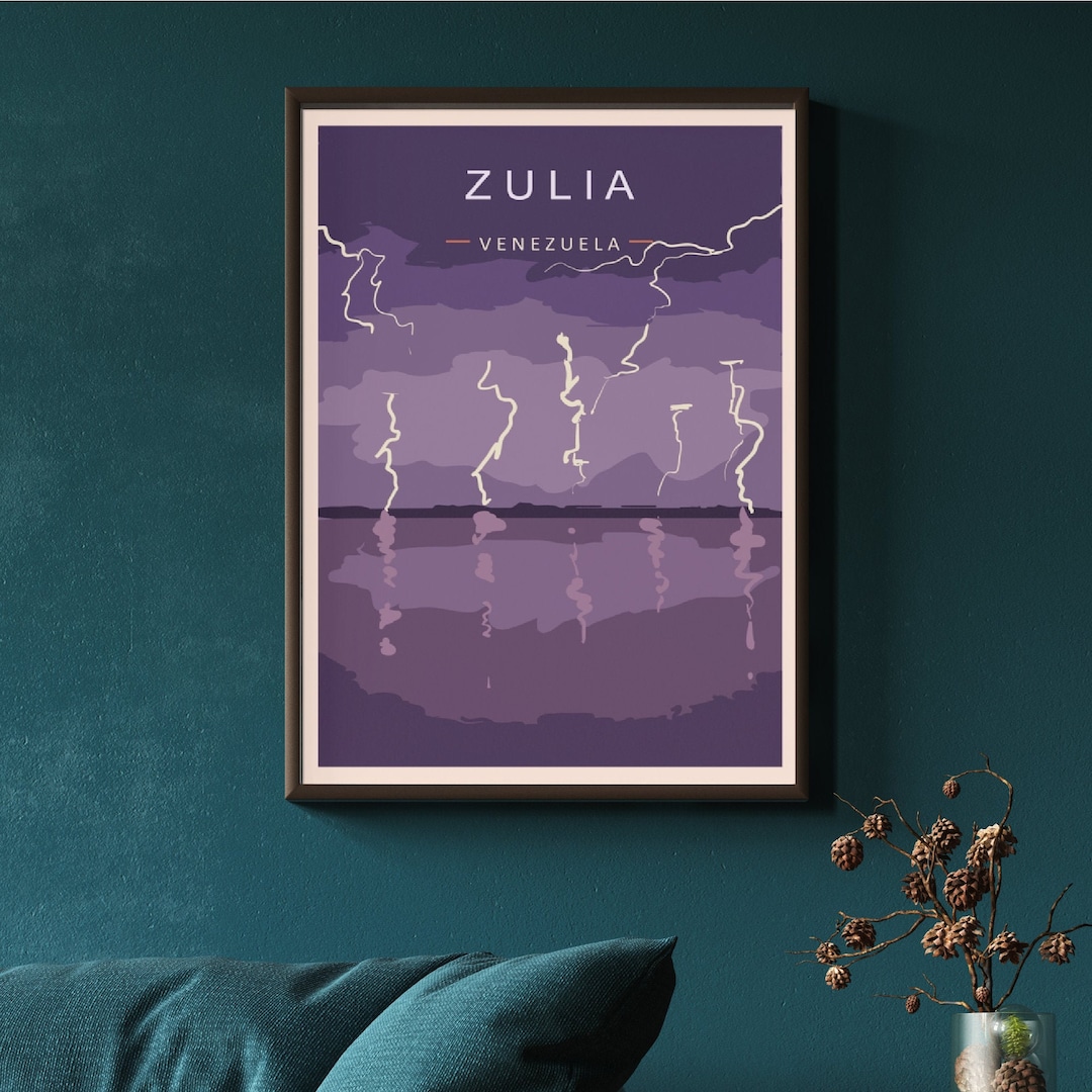 Venezuela Travel Poster, Zulia Print, Catatumbo Lightning, Lake ...