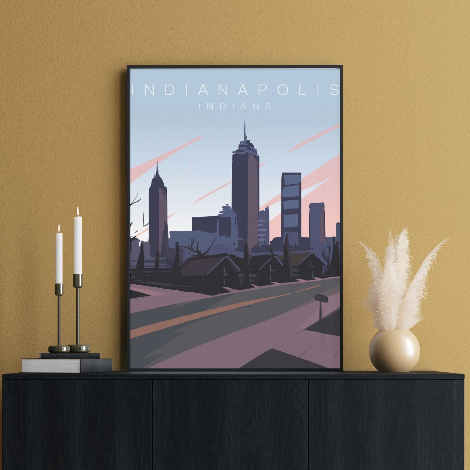 Indianapolis Travel Poster Indiana Travel Print Indianapolis - Etsy
