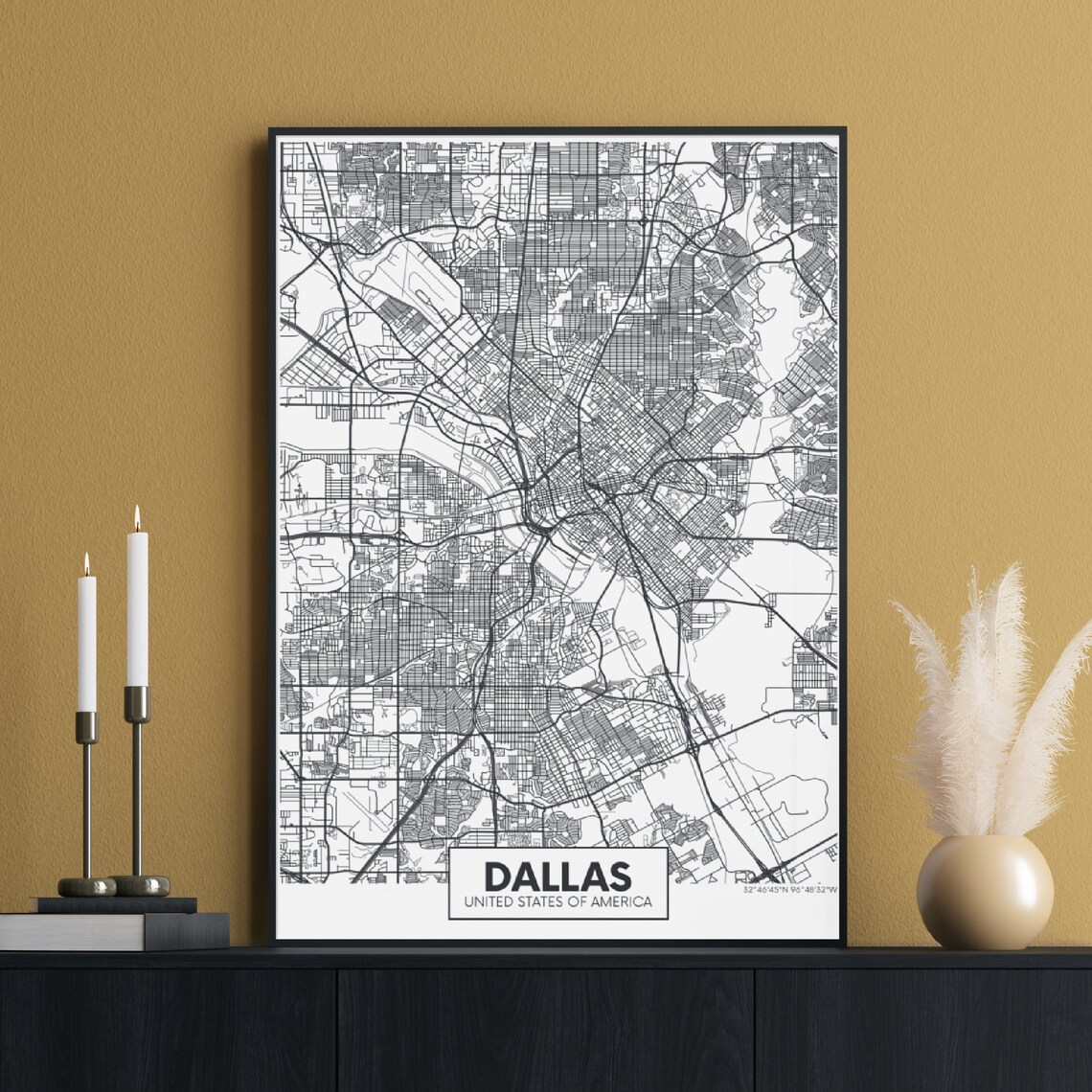Dallas Map Art Print Texas Map Poster Dallas Gift City | Etsy