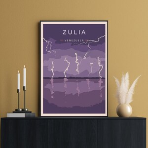 Venezuela Travel Poster, Zulia Print, Catatumbo Lightning, Lake ...