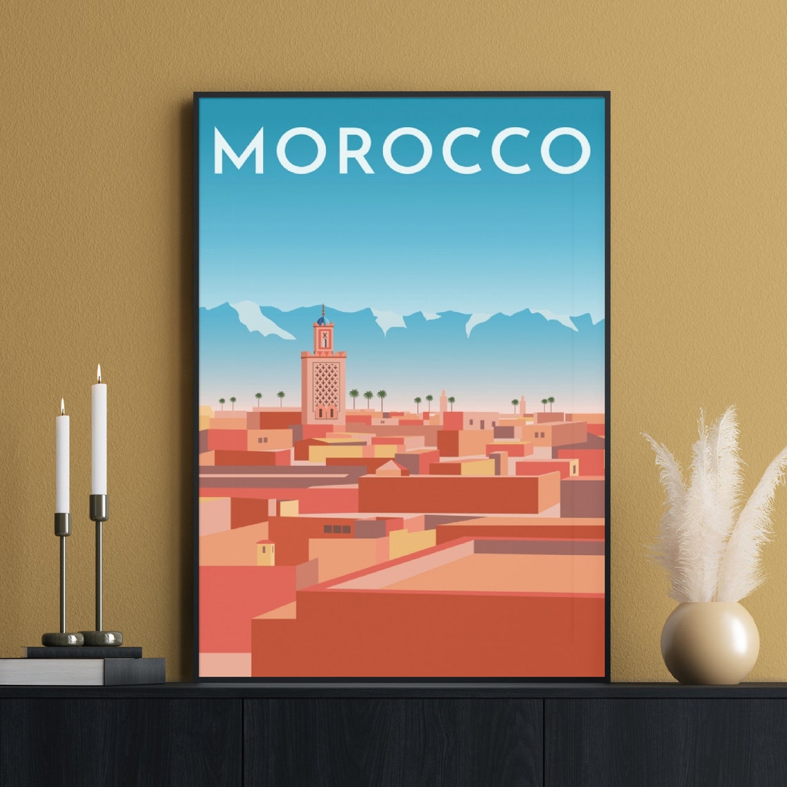 Morocco Poster Morocco Retro Art Print Decor Arabic Poster | Etsy