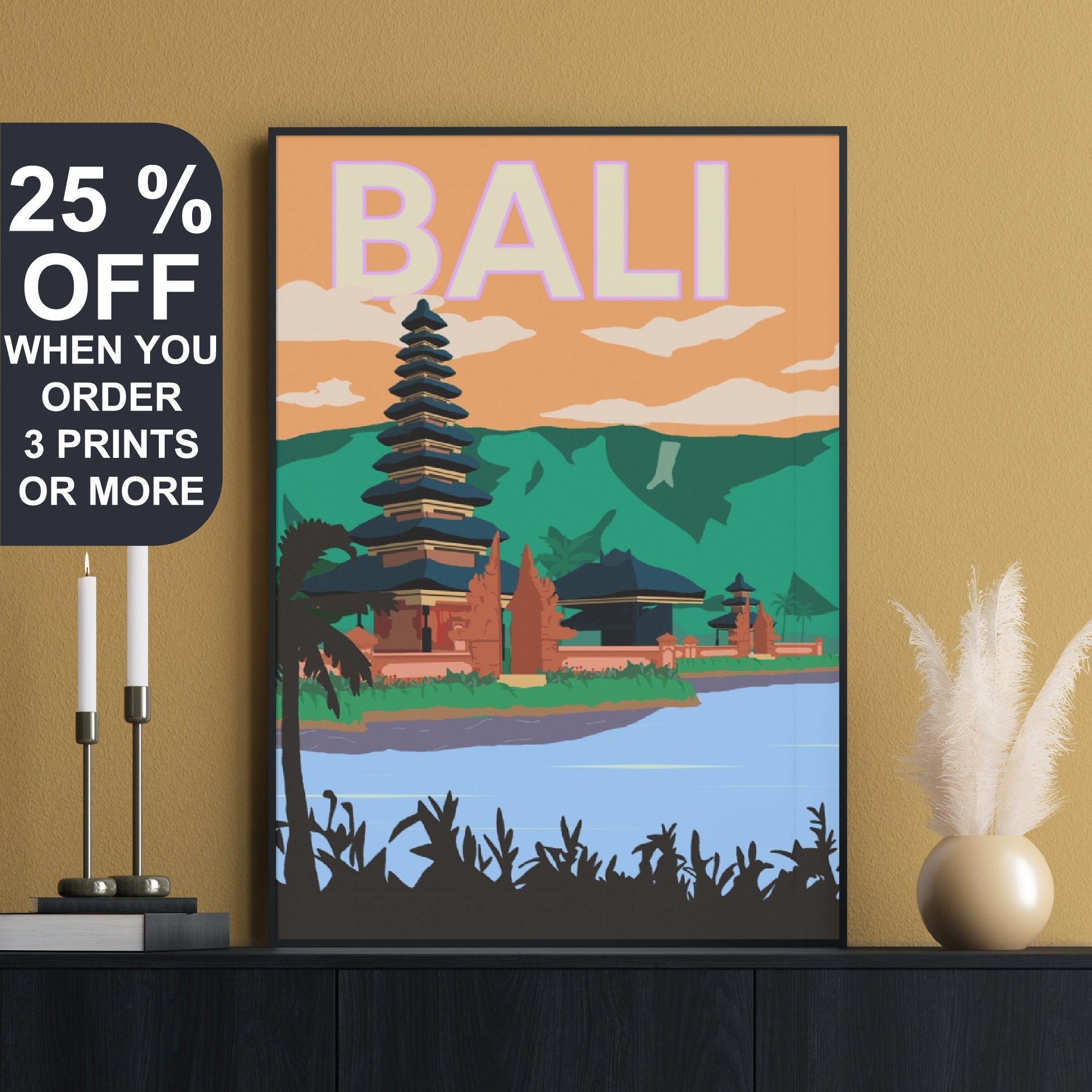 Bali Travel Poster Indonesia Travel Wall Art Indonesia | Etsy