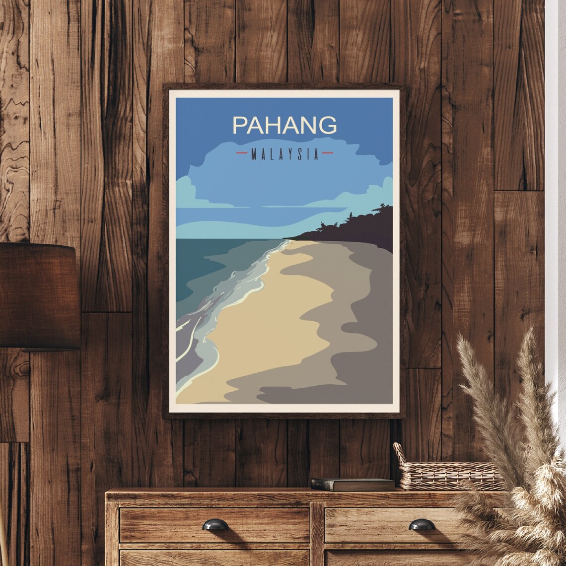 Malaysia Travel Poster Pahang Print Balok Beach Batu Hitam - Etsy