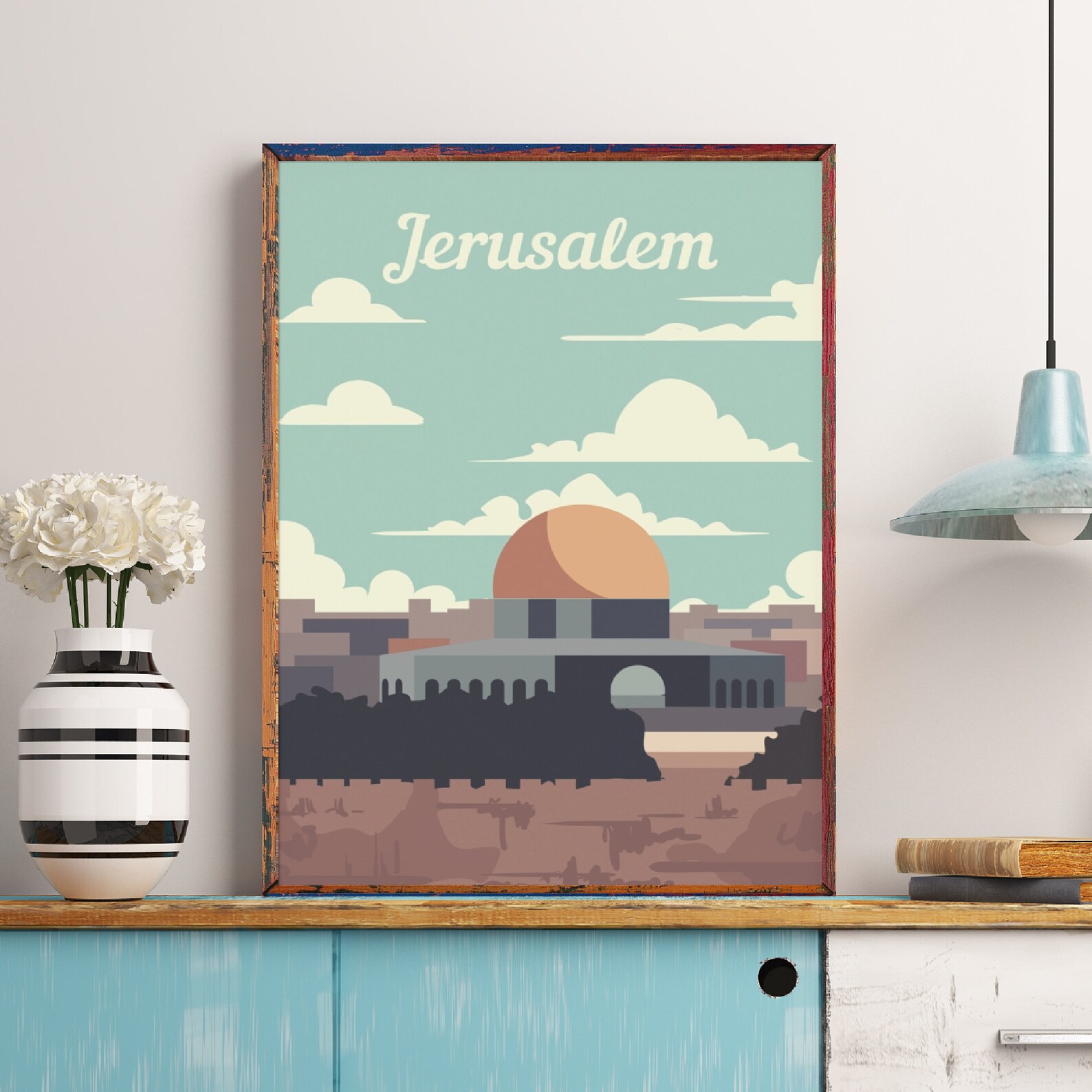 Jerusalem Travel Poster Dome of the Rock Print the Old City - Etsy